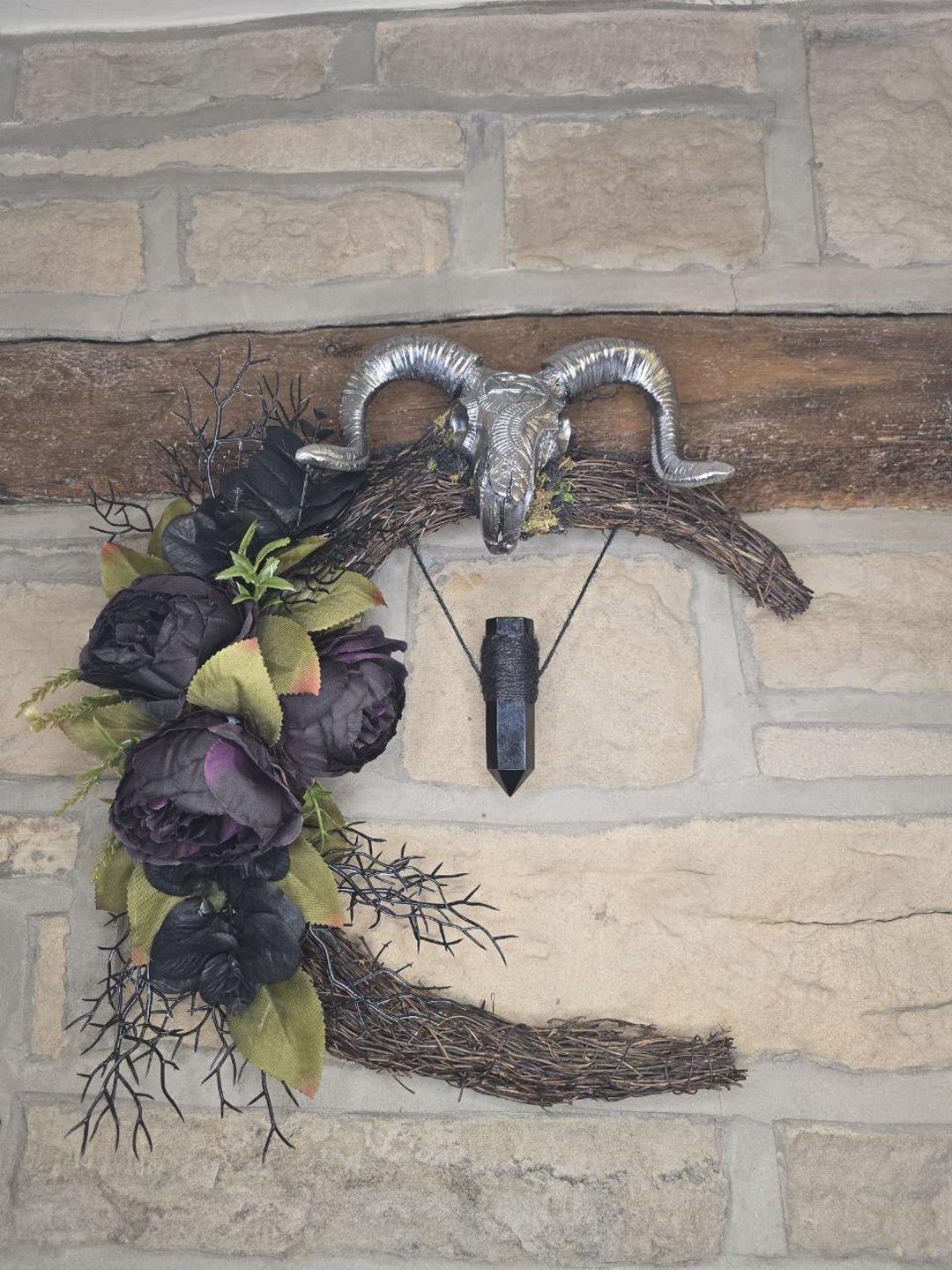 Gothic Handmade Crystal Wreath | Witches Wreath | Door Wreath | Ram ...