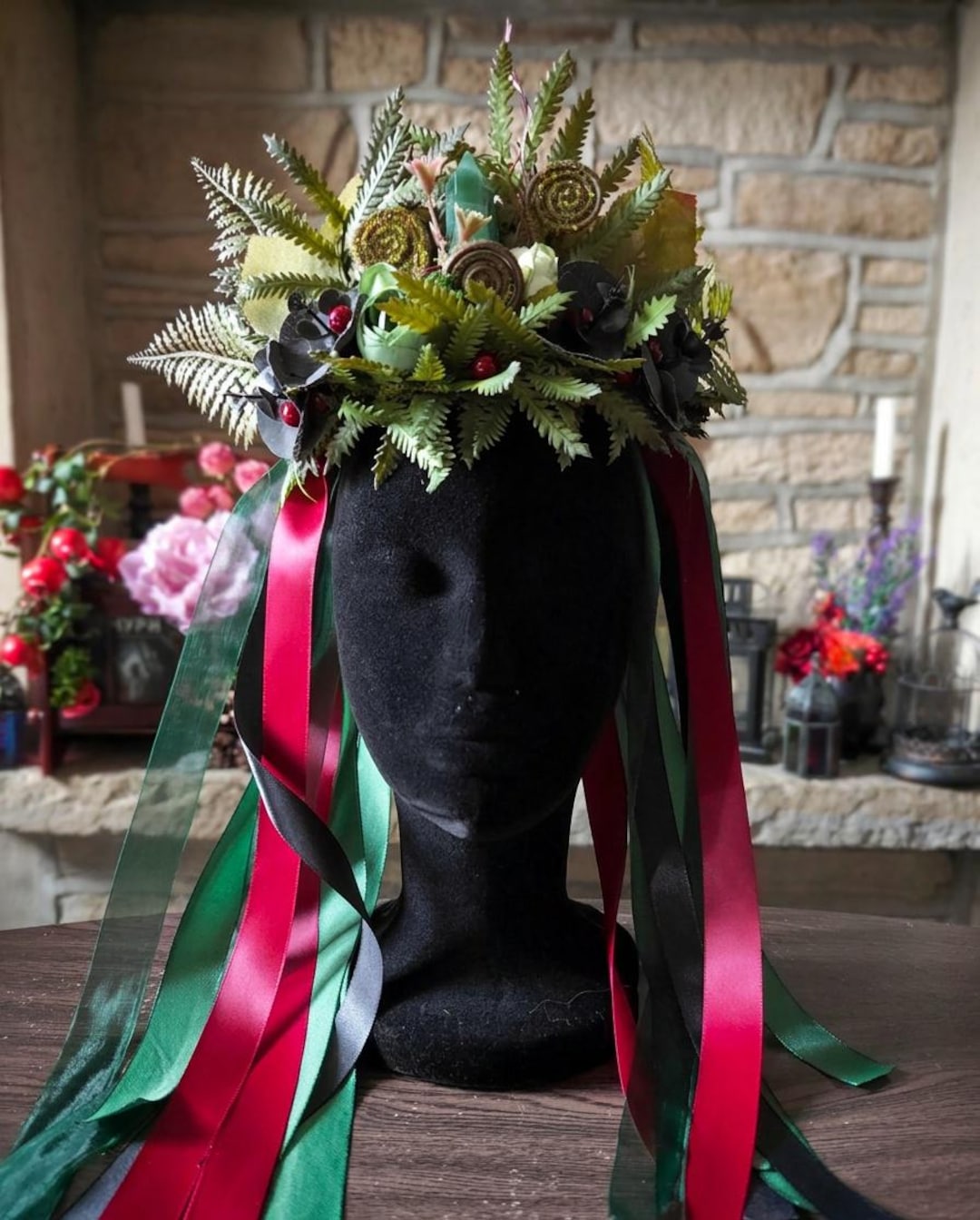 Woodland Flower Crown, Green Aventurine Crystal Crown, Witch Crown ...