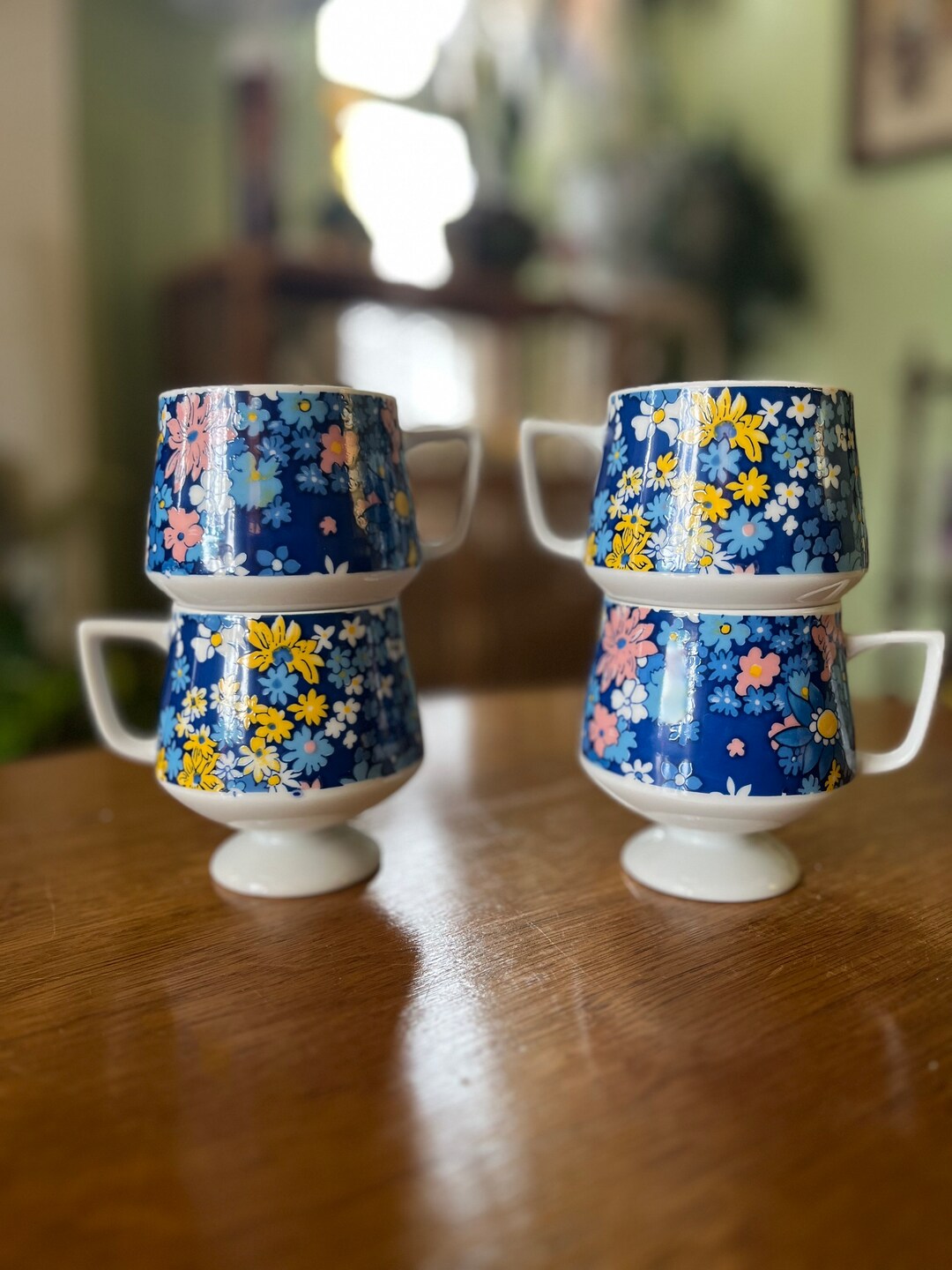 Set of 4 Vintage Flower Power Coffee/tea Mugs - Etsy