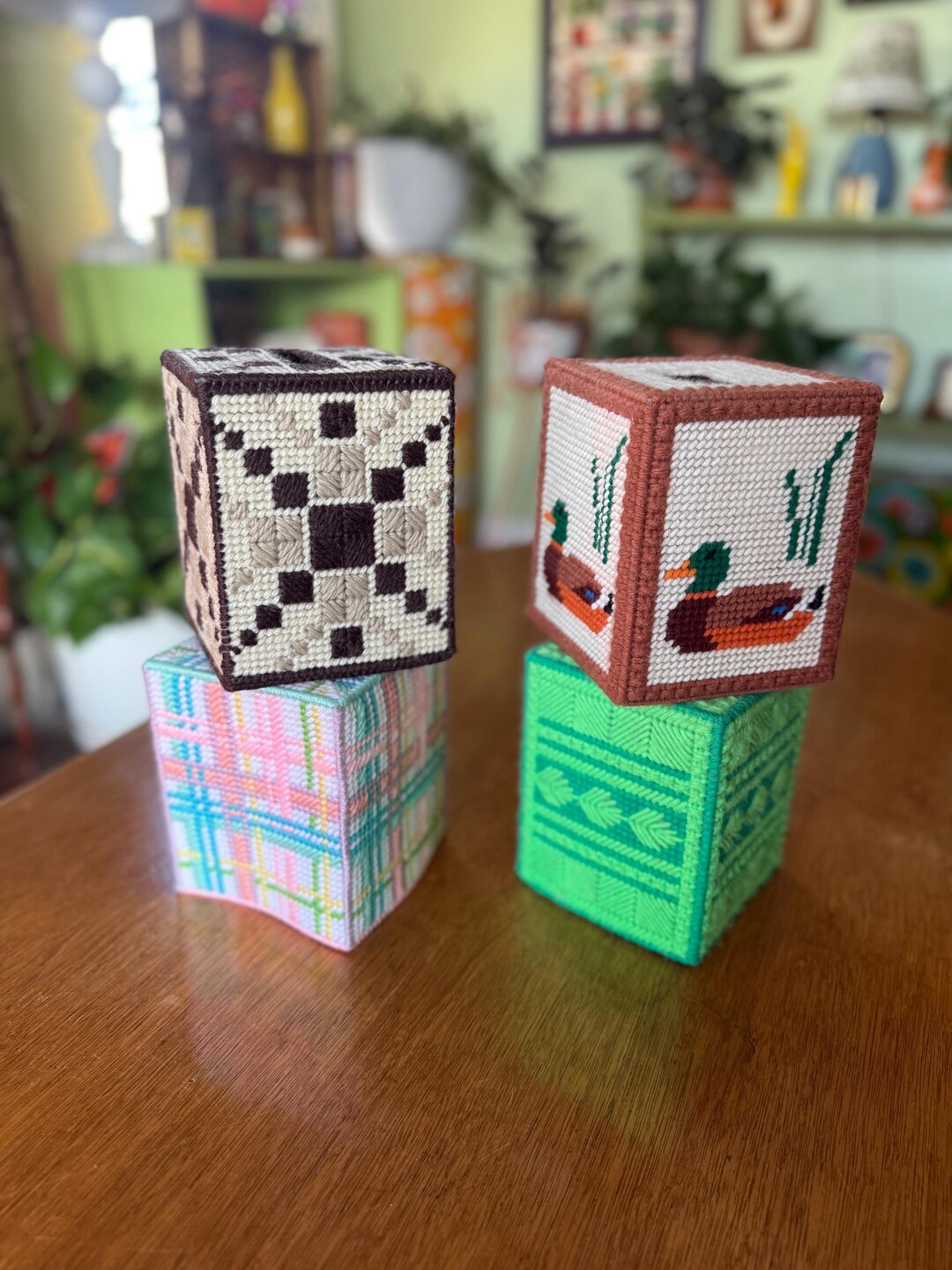 Vintage Needlepoint Tissue Box Covers - Etsy