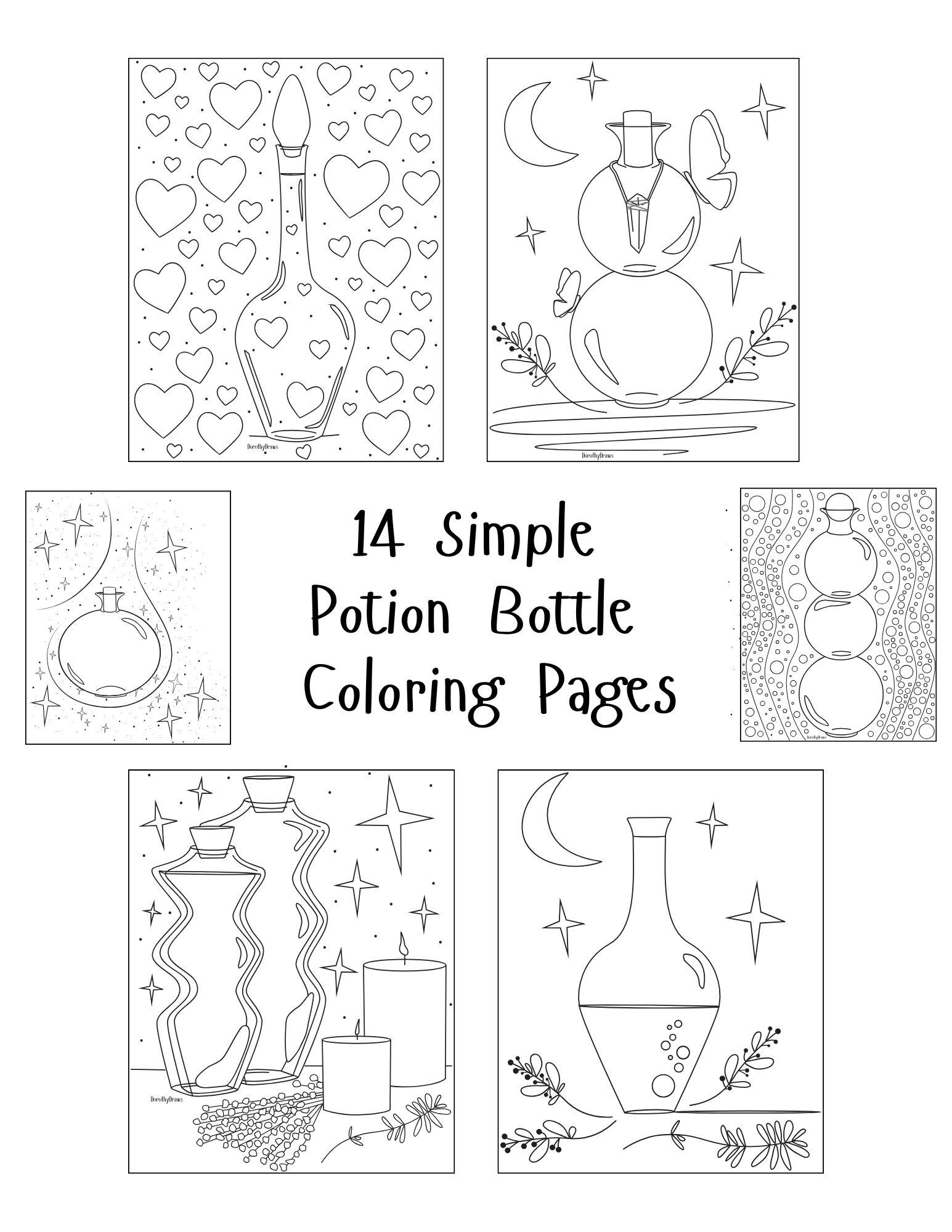 Simple Potion Bottle Coloring Pages Download - Simple Witchy Coloring ...