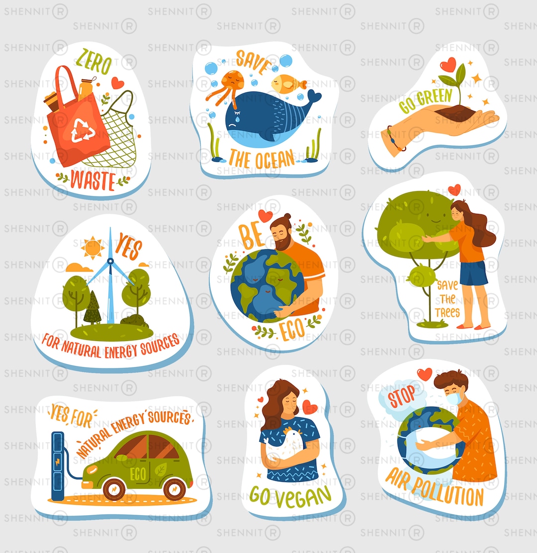 Eco Sticker Save Our Planet Sustainable Climate Control Climate Change ...