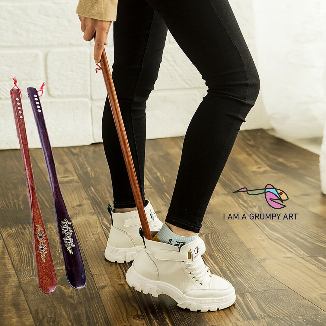Extra Long Handle Shoehorn Shoe Horn Aid Stick Wooden 55cm 21.5'' for ...