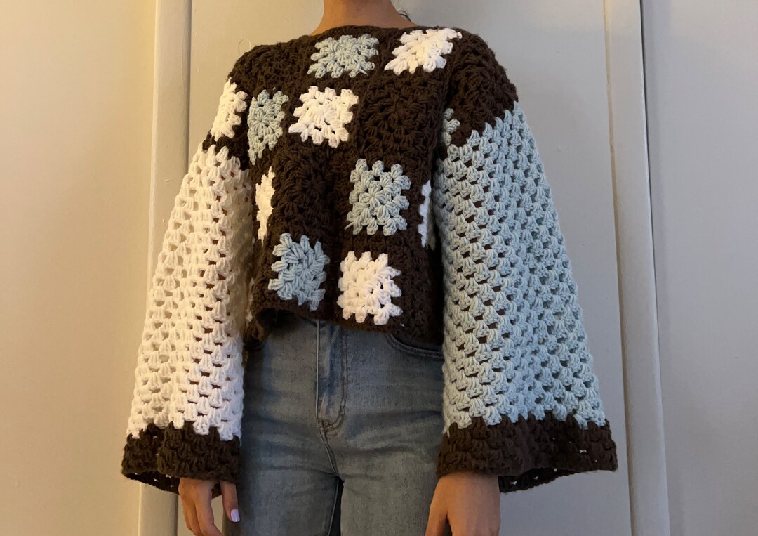 Multi Color Granny Square Crochet Sweater - Etsy