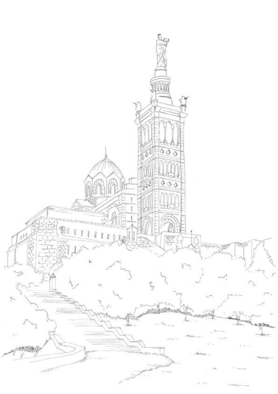 Personalized Drawing of City, House, Countryside, Place That is Dear to ...