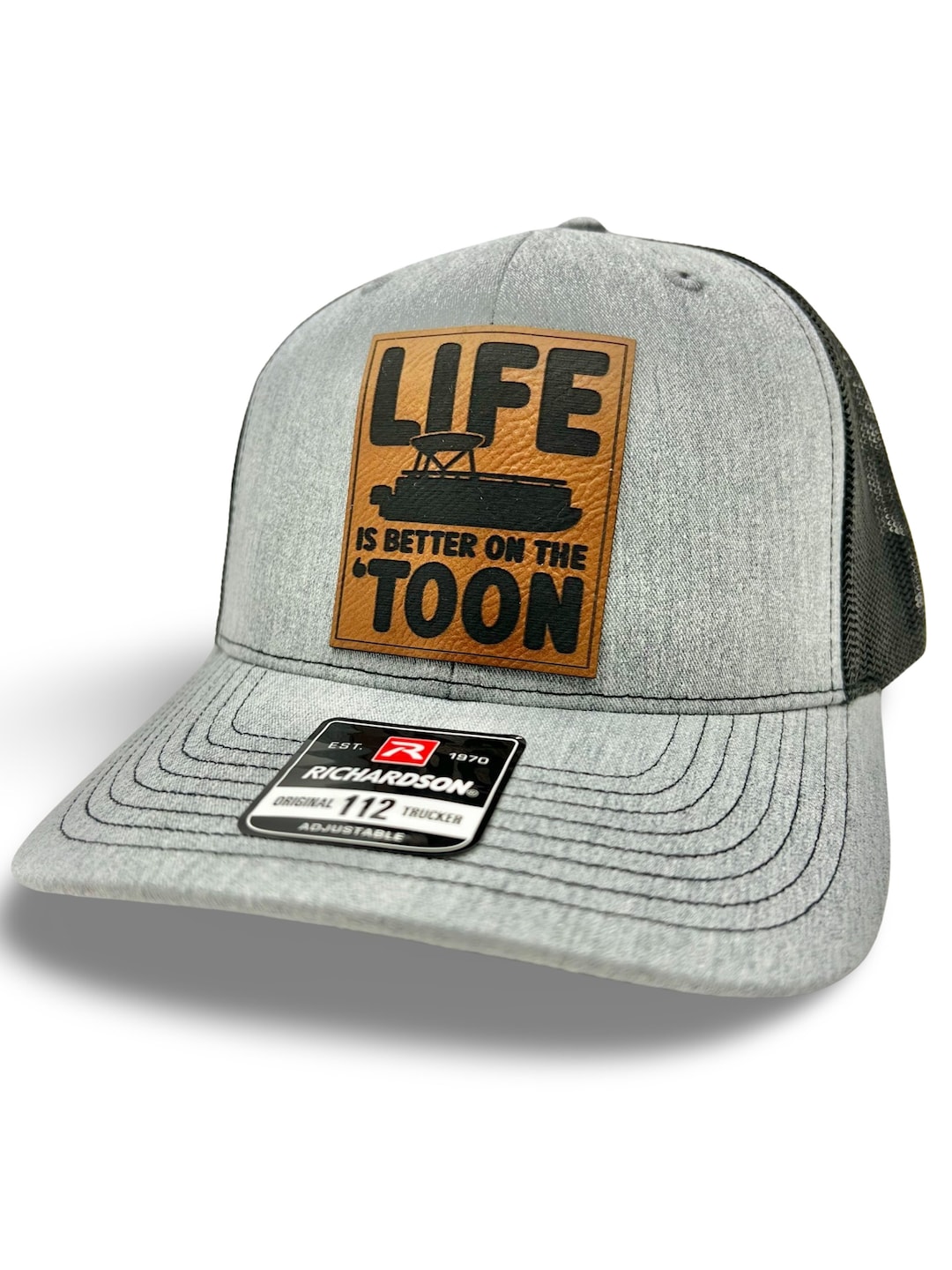 Custom Leather Patch | Life is Better on the Toon | Custom Hat | Pontoon Hat - Etsy