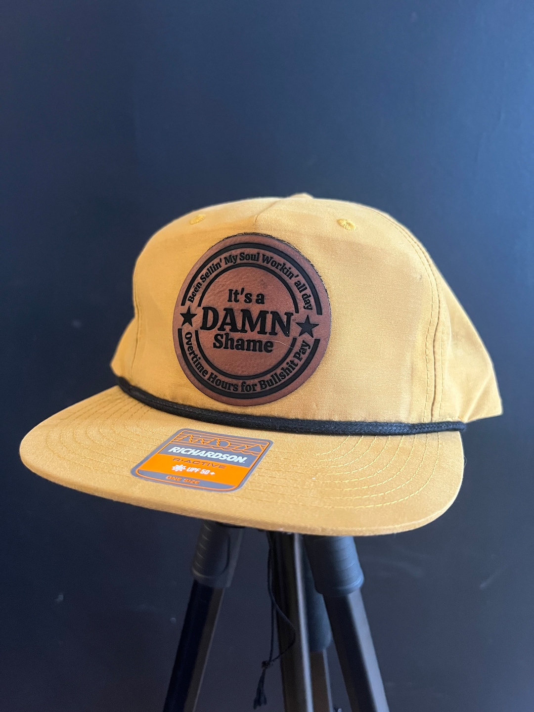 Custom Leather It's a Damn Shame Overtime Hours Hat Funny Hats - Etsy