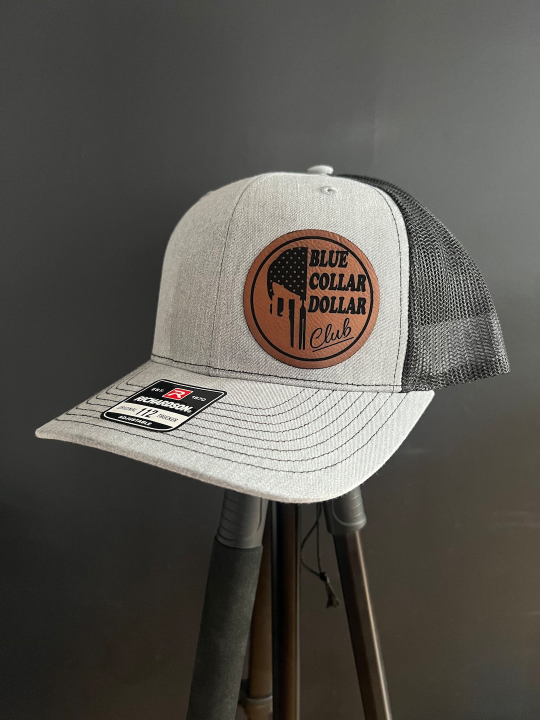 Custom Leather Patch Blue Collar Dollar Club Custom Hat - Etsy