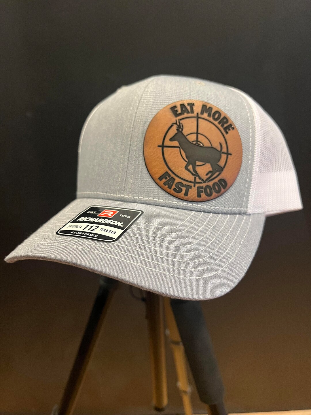 Eat More Fast Food Hunting Hat | Custom Hat | Custom Leather Patch - Etsy