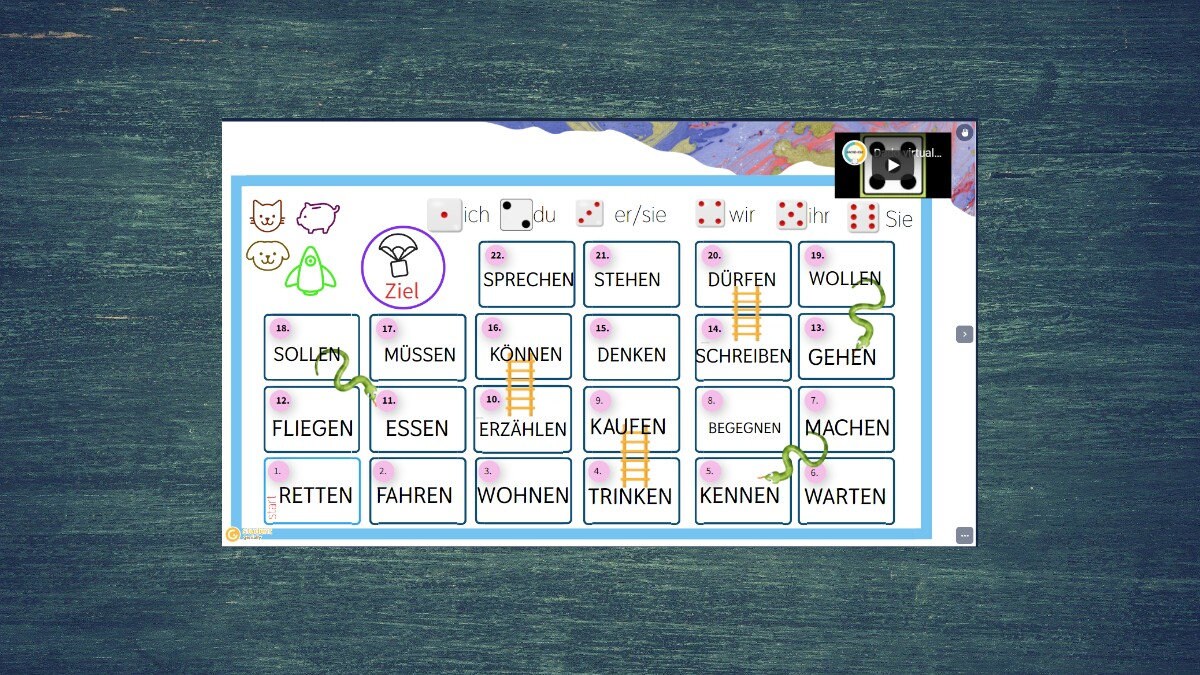 Board of Snakes and Ladders to Practice Regular and Irregular German ...