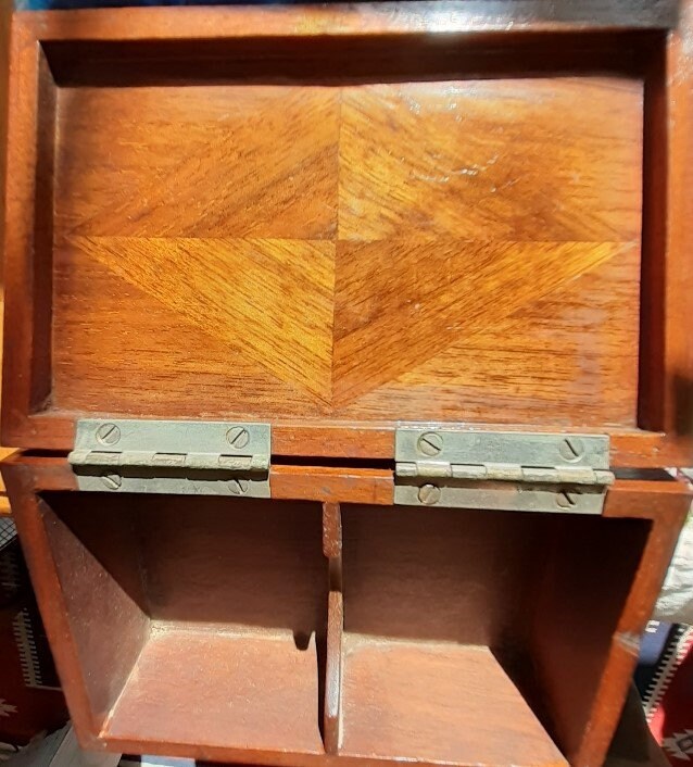 Antique Inlaid Box Small Hinged Wooden Box Inlaid Trinket Etsy