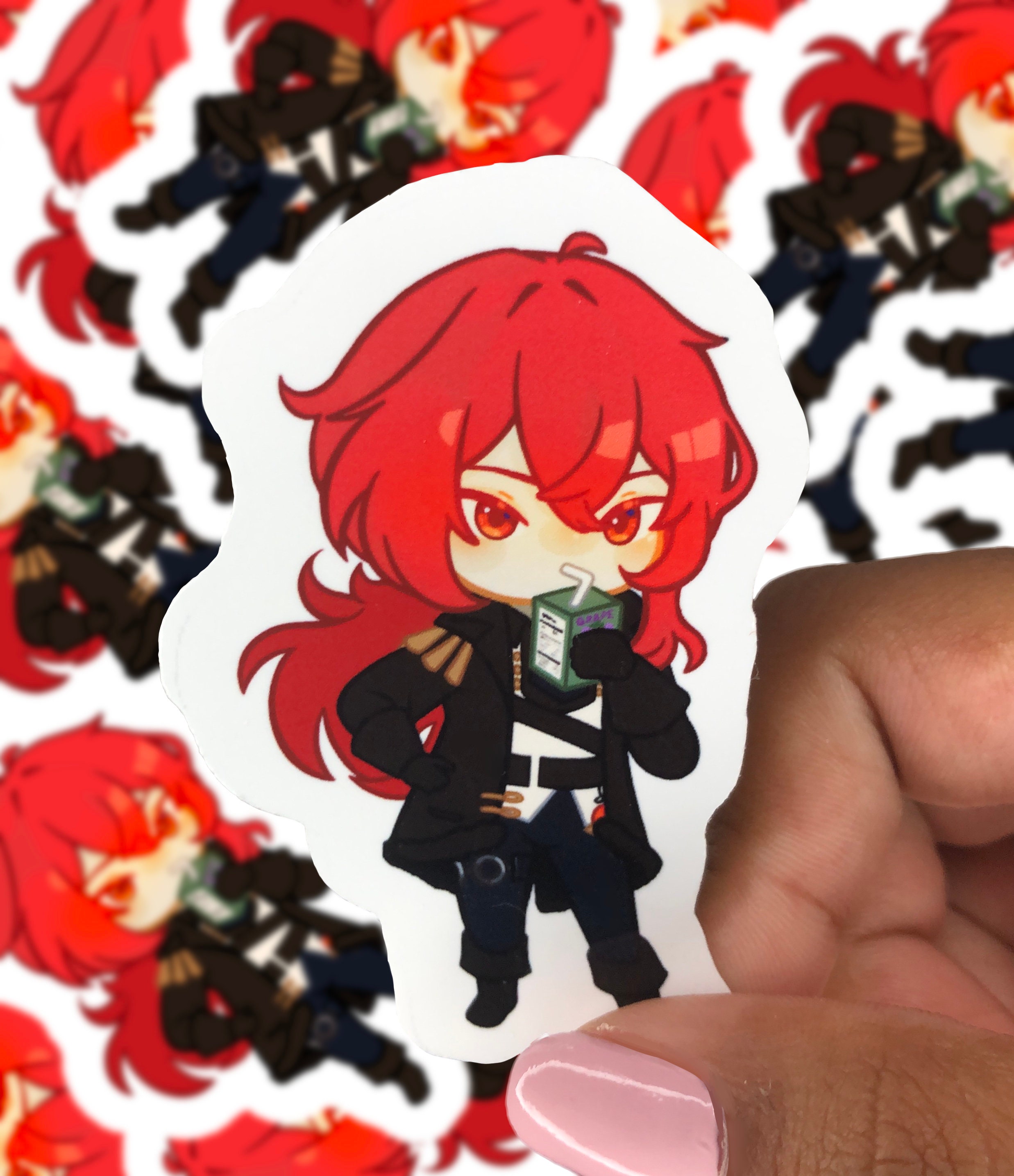 Diluc Sticker Kawaii Mini Chibi Genshin Impact Waterproof - Etsy UK