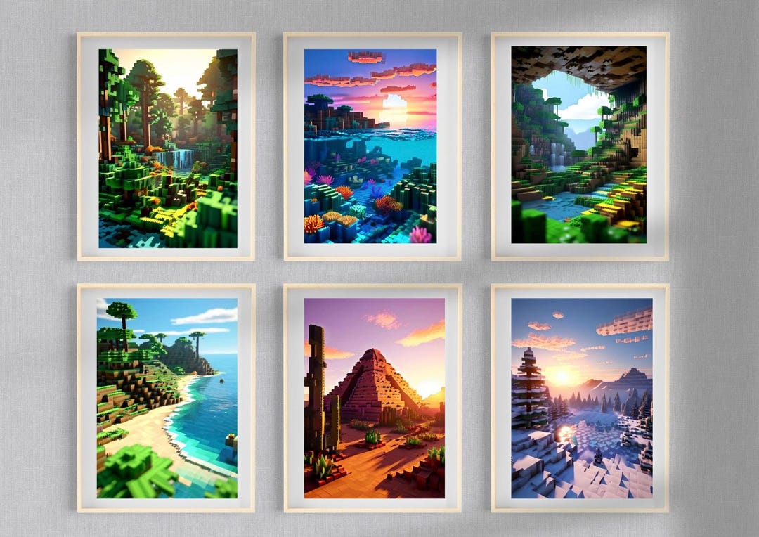 Minecraft Landscape A4 Poster Set - Instant Digital Download (set of 6 ...