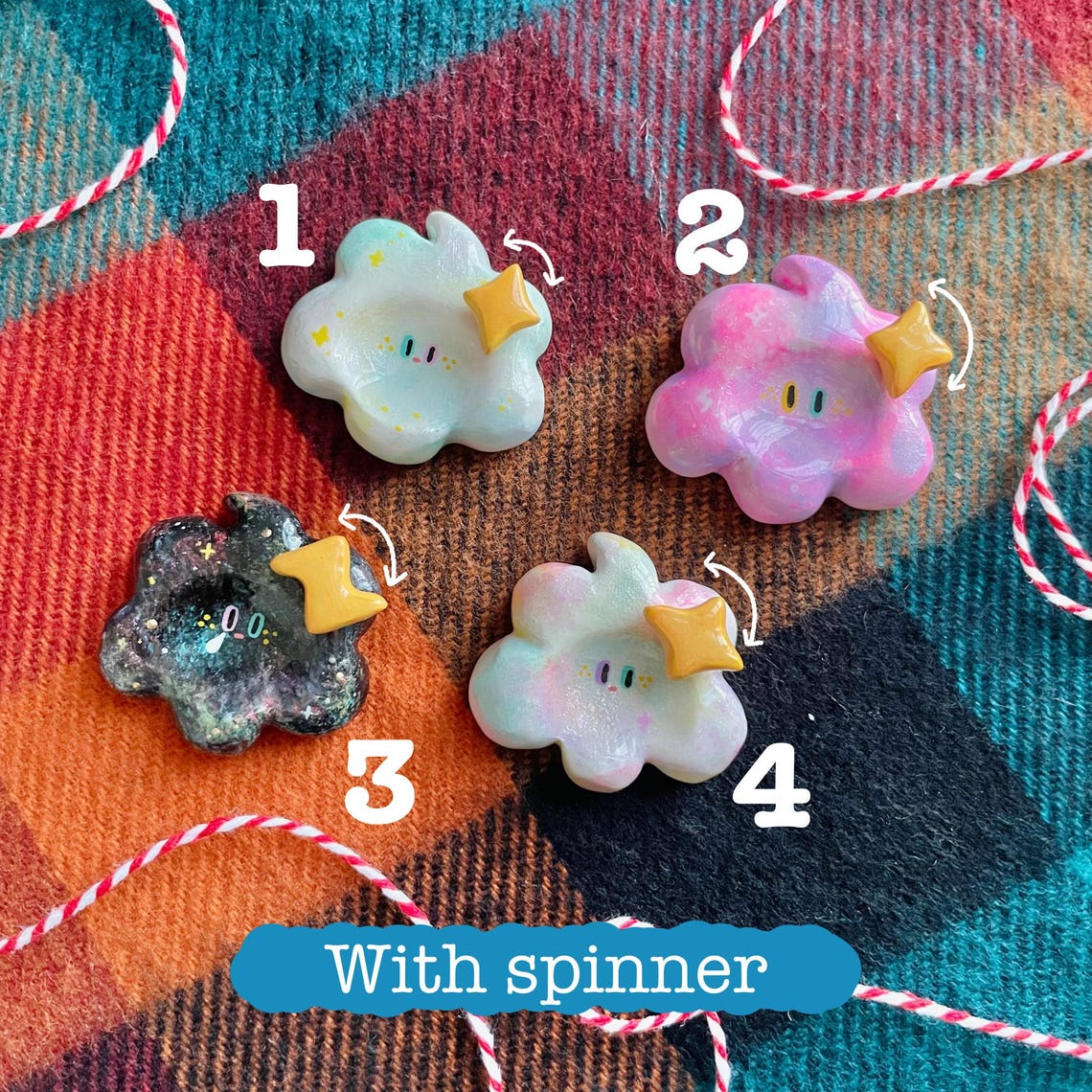 Worry Stone | Handmade Clay | Spinner | Keychain | Stress Relief - Etsy