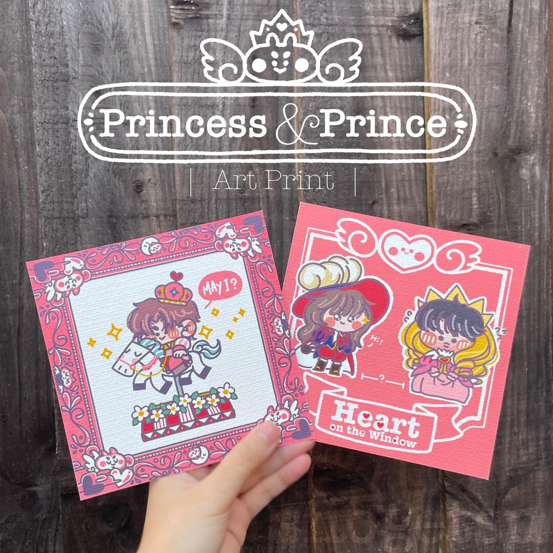 Square Art Print Princess & Prince | Heart on the Window - Etsy
