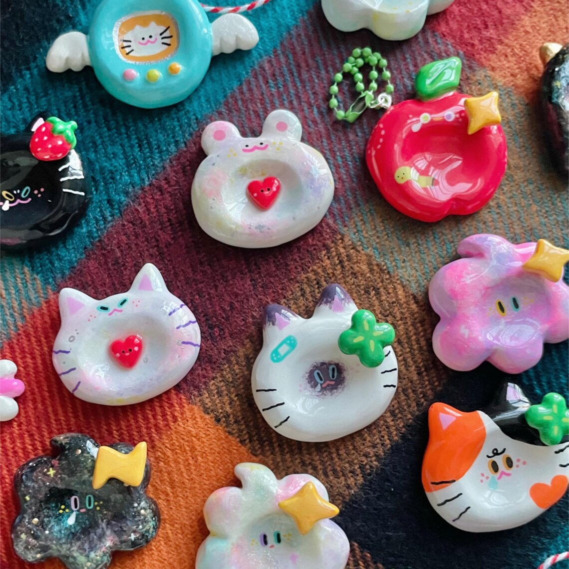 Worry Stone | Handmade Clay | Spinner | Keychain | Stress Relief - Etsy