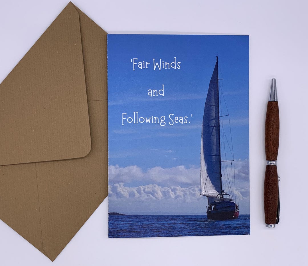 Fair Winds and Following Seas Card. Nautical Saying Card. Maritime Card ...
