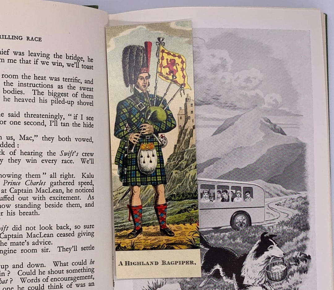 Scottish Bagpiper Bookmark: Highlander in Kilt Page Marker. - Etsy