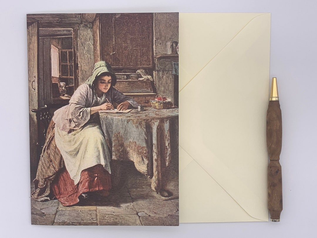 Vintage Style Card katie's Letter. Literary Card. Girl Writes A Letter ...