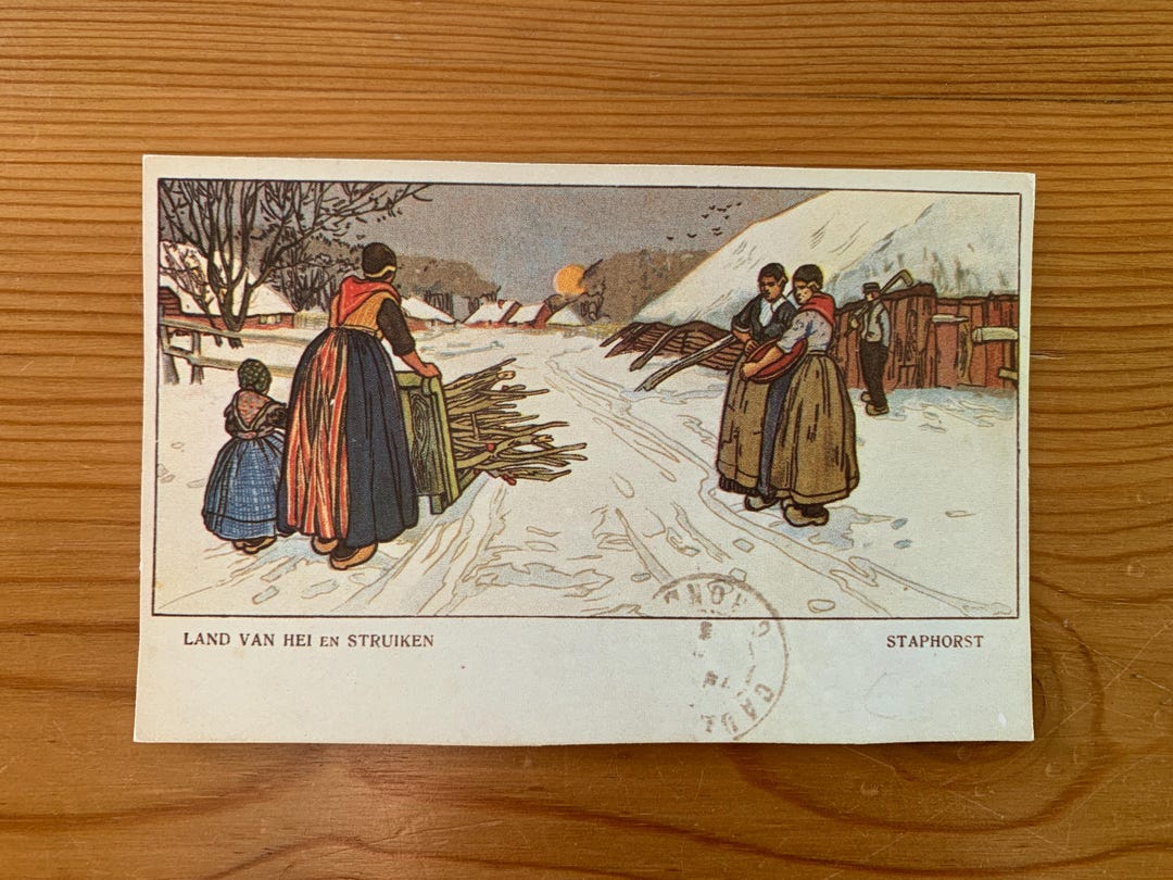 Antique Dutch Winter Postcard. Land Van Hei En Struken. Dutch Ladies in ...