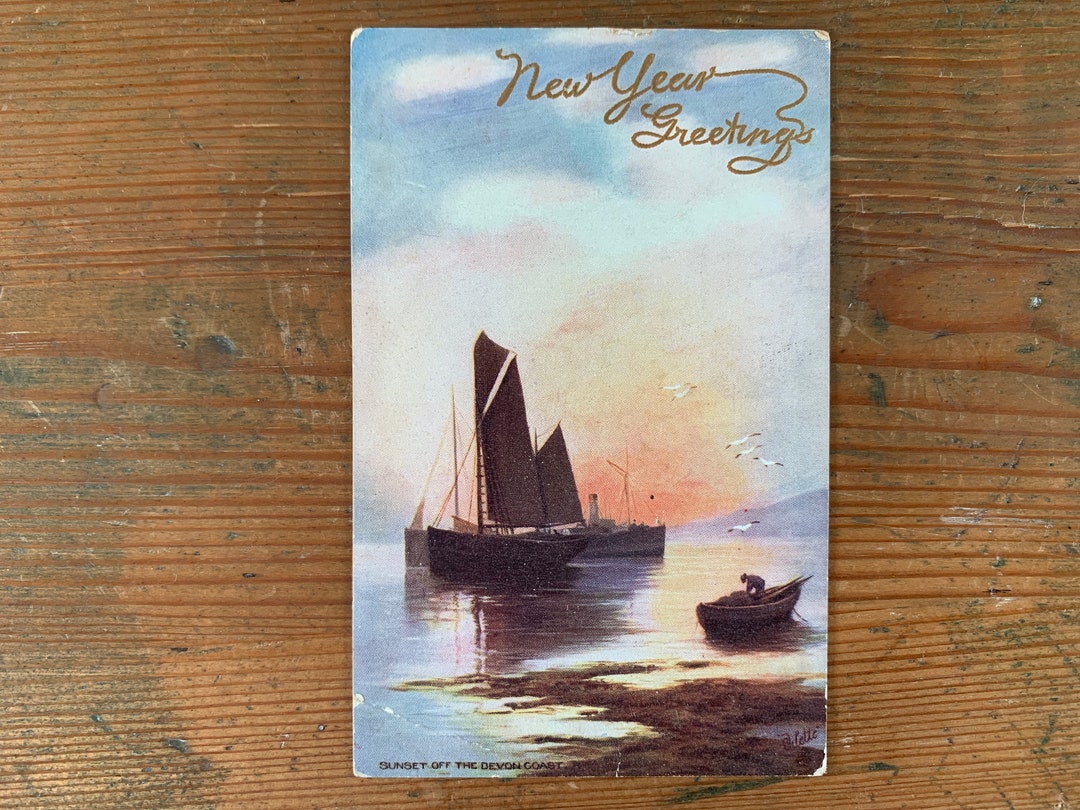 Sunset off the Devon Coast. Devon Antique Postcard. Devon Coast Antique ...