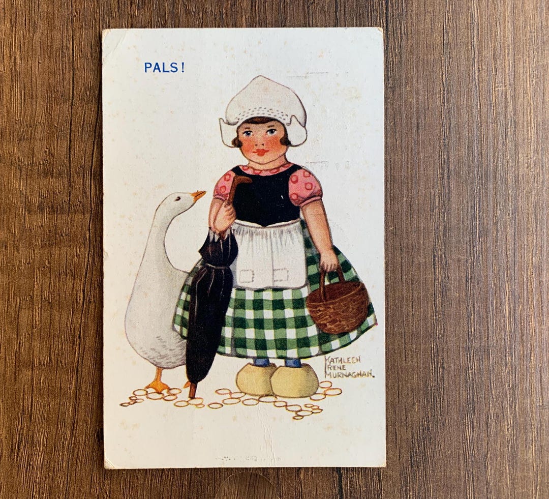 Vintage Dutch Postcard C1930. 'pals'. Little Dutch Girl & Goose ...