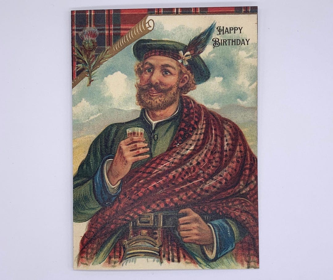 Scottish Birthday Card. Birthday Toast Card. Scottish Whisky Card. Old ...