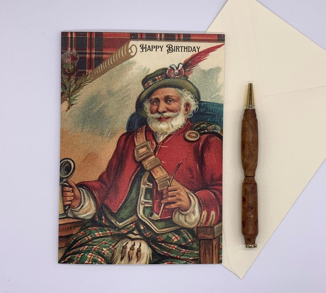 Scottish Birthday Card: Scottish Themed Birthday Card for Him. Vintage ...