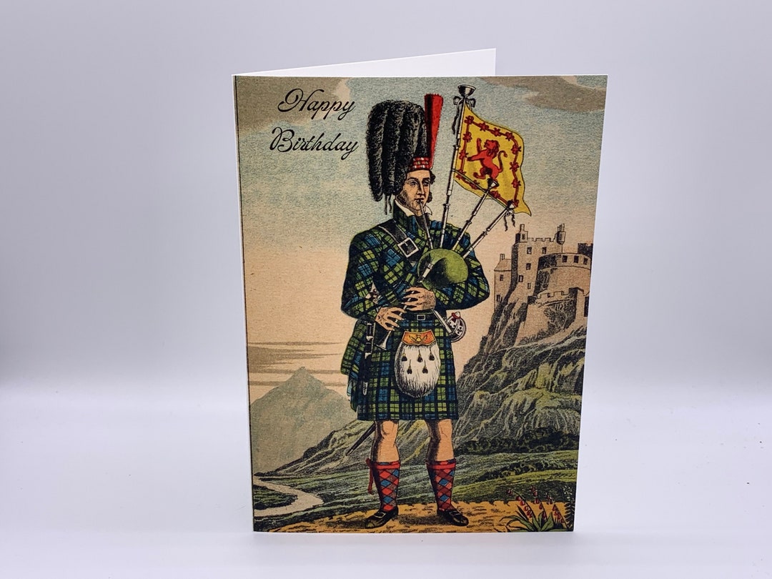 Scottish Piper Birthday Card. Scottish Birthday Card. Bagpiper in ...