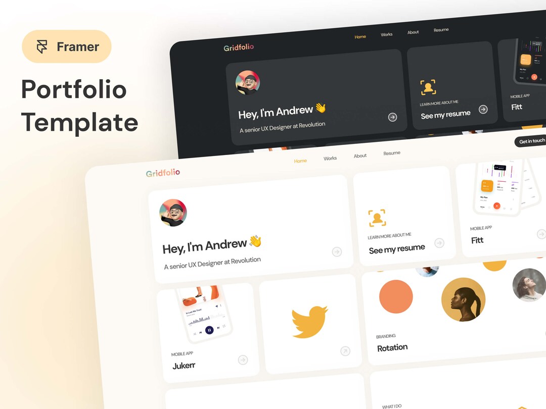 Gridfolio - Framer Personal Portfolio Website Template - Design ...