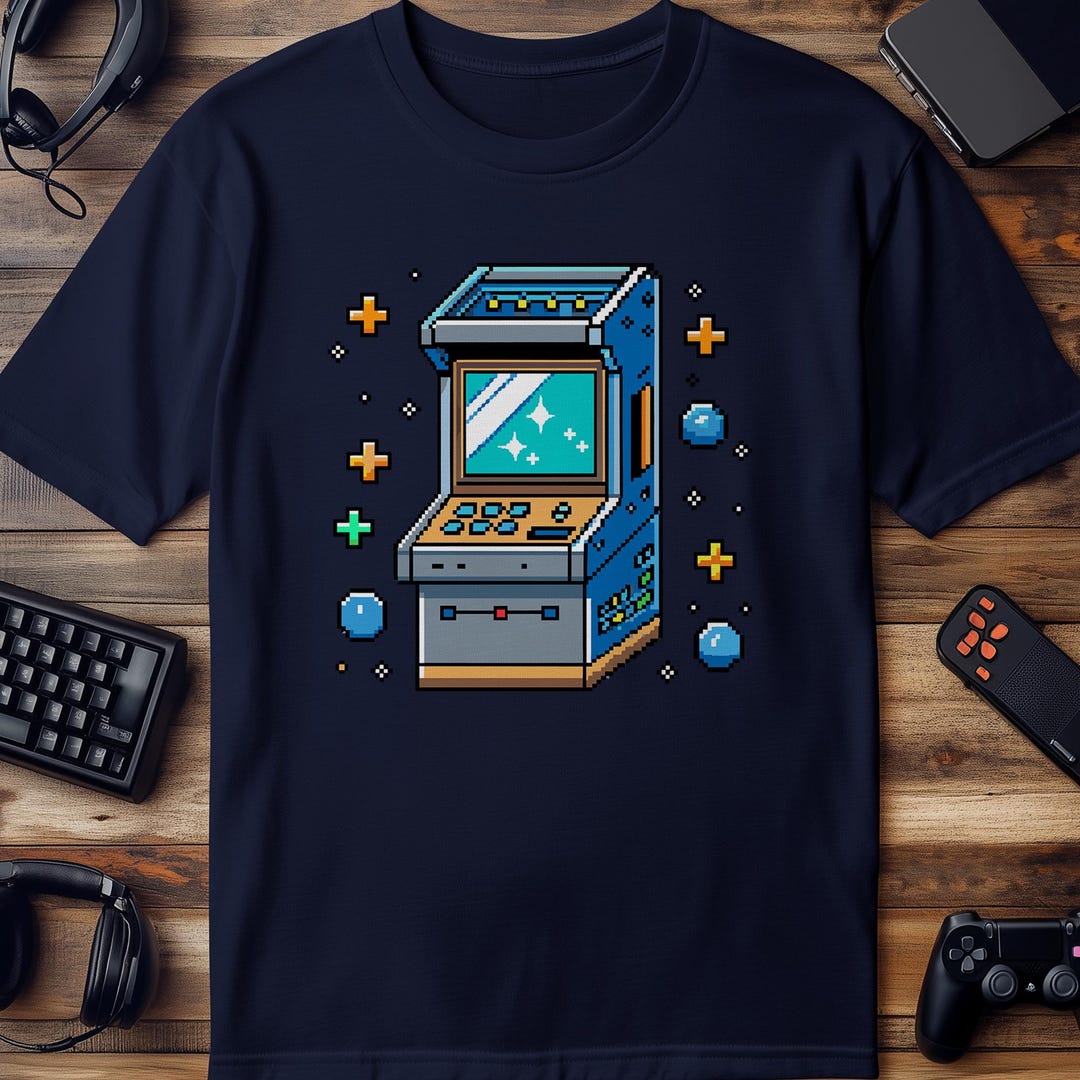 Retro Arcade T-shirt, Pixel Art Gamer Shirt, Vintage Gaming Tee, 8 Bit ...