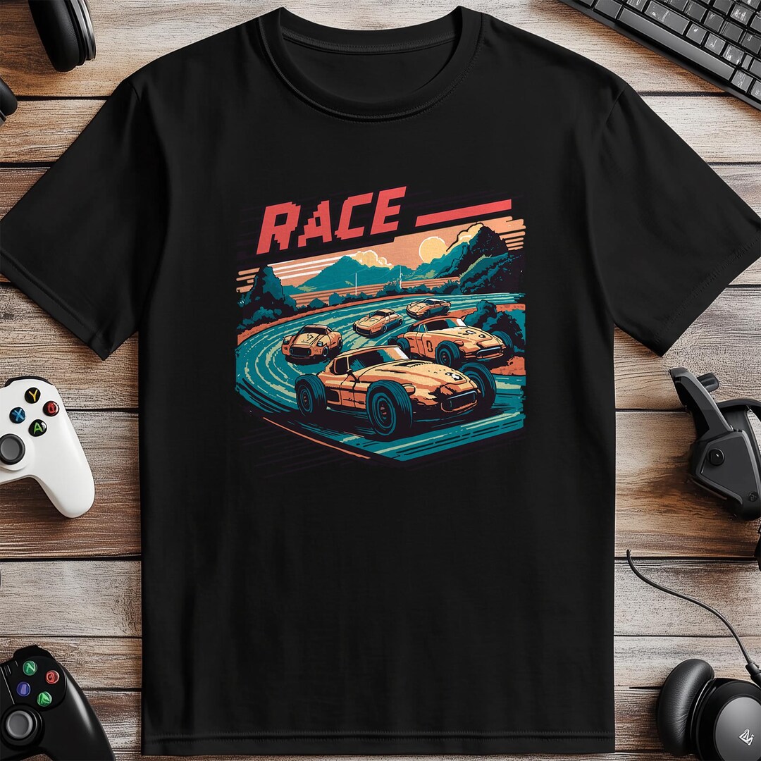 Retro Racing Game Art Shirt, Vintage Pixel Art Racing T-shirt, Classic ...