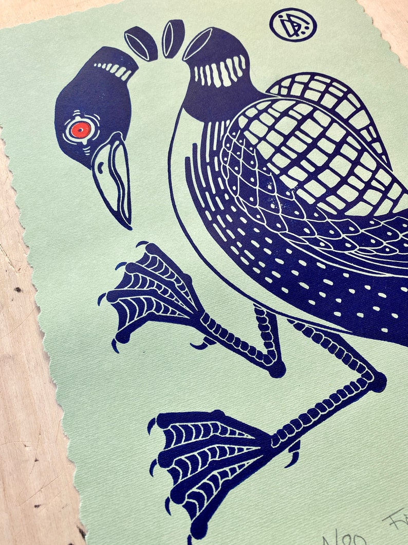 Loon | Handmade Linocut | Limited Edition | Original Linoprint | A3 ...