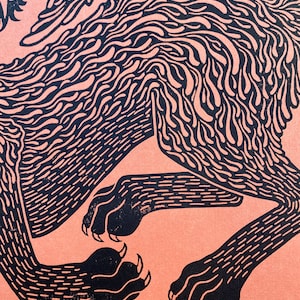 Wolf | Handmade Linocut | Limited Edition | Original Linoprint | A3 ...