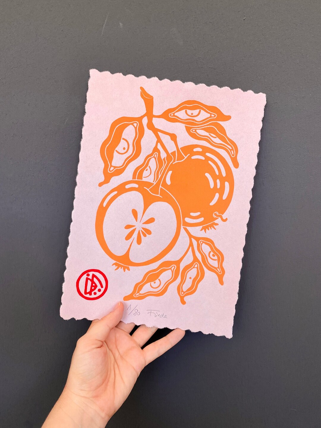 Apple | Handmade Linocut | Original Linoprint | Limited Edition ...