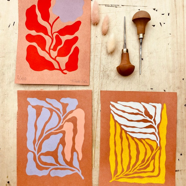 Linocut Abstract Art - Etsy