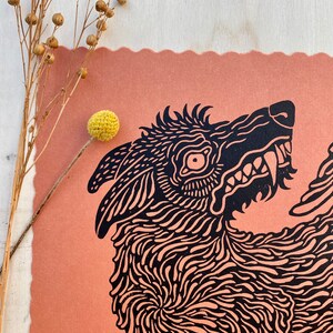Wolf | Handmade Linocut | Limited Edition | Original Linoprint | A3 ...