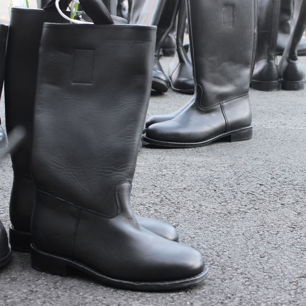 Original Vintage Leather Jackboots with Heelplate Surplus Black Leather Post War Mid-calf Boots ...