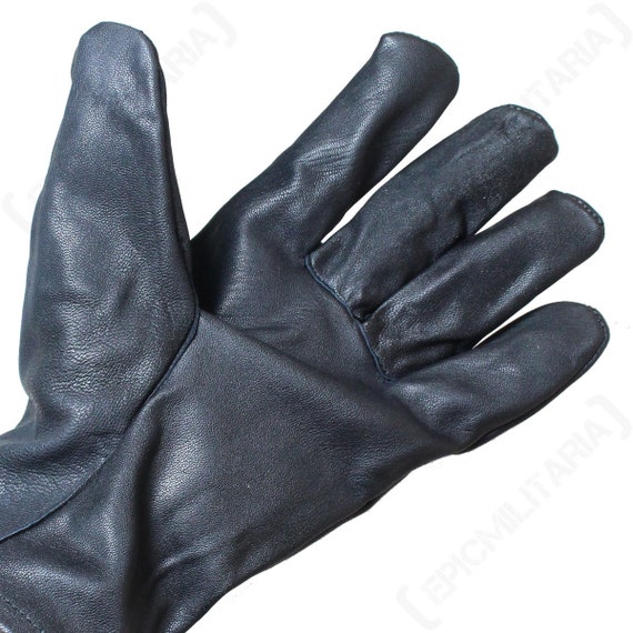 Original Belgian Army Black Leather Gloves - Soft, Co… - Gem