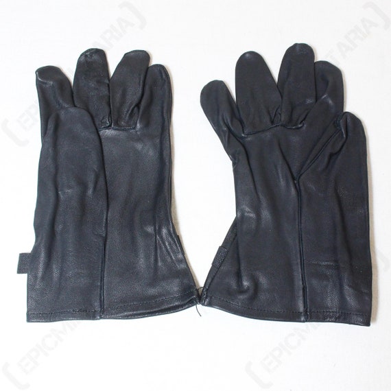 Original Belgian Army Black Leather Gloves - Soft, Co… - Gem