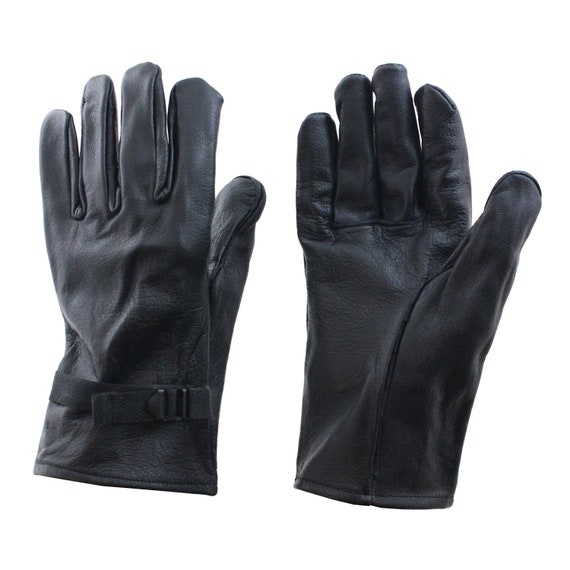 Original Belgian Army Black Leather Gloves - Soft, Co… - Gem