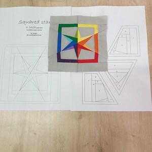 Printable Quilt Block: Star in a Square , Paper Pieced Pattern , Modern ...