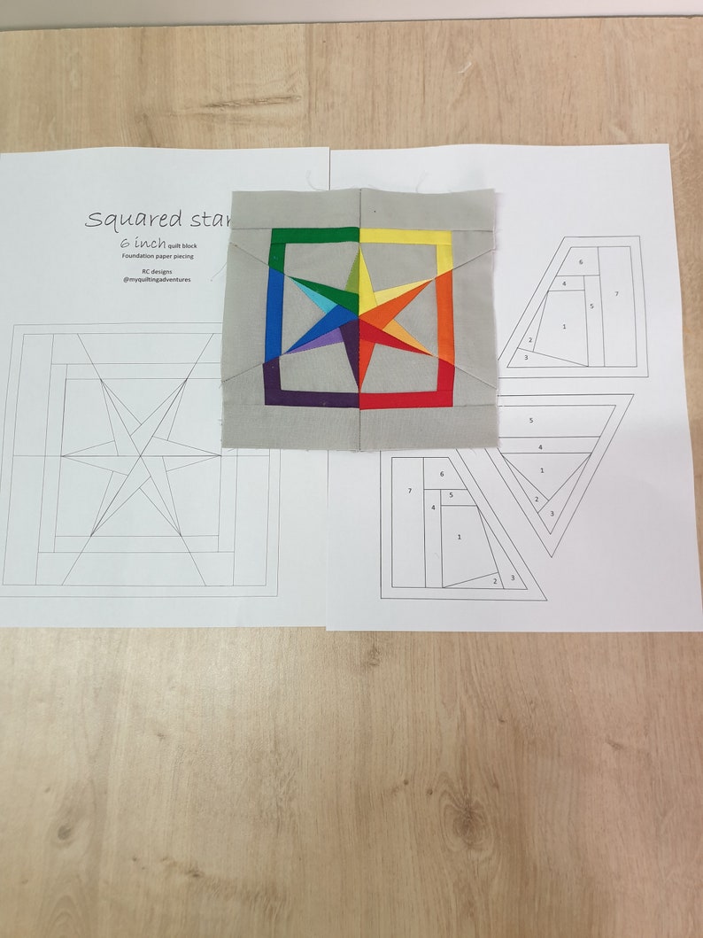Printable Quilt Block: Star in a Square , Paper Pieced Pattern , Modern ...