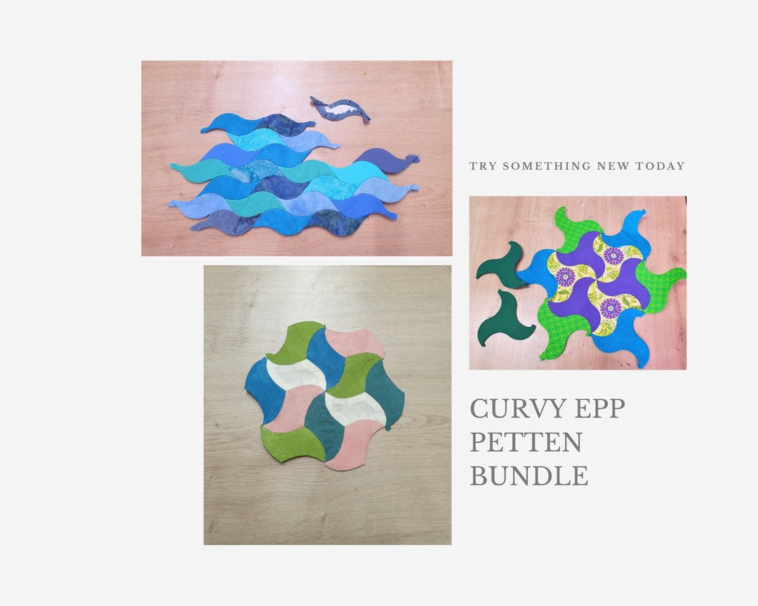 Curvy English Paper Piecing Patterns Bundle , 3 Patterns, SVG EPP ...