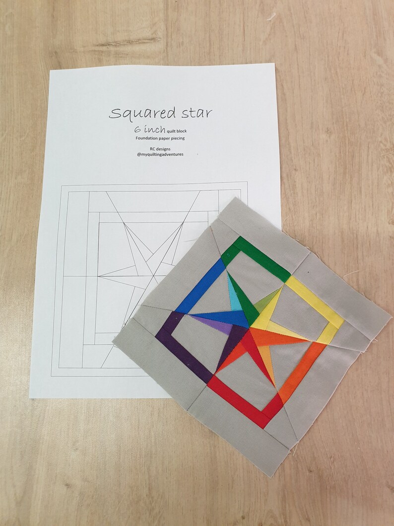 Printable Quilt Block: Star in a Square , Paper Pieced Pattern , Modern ...