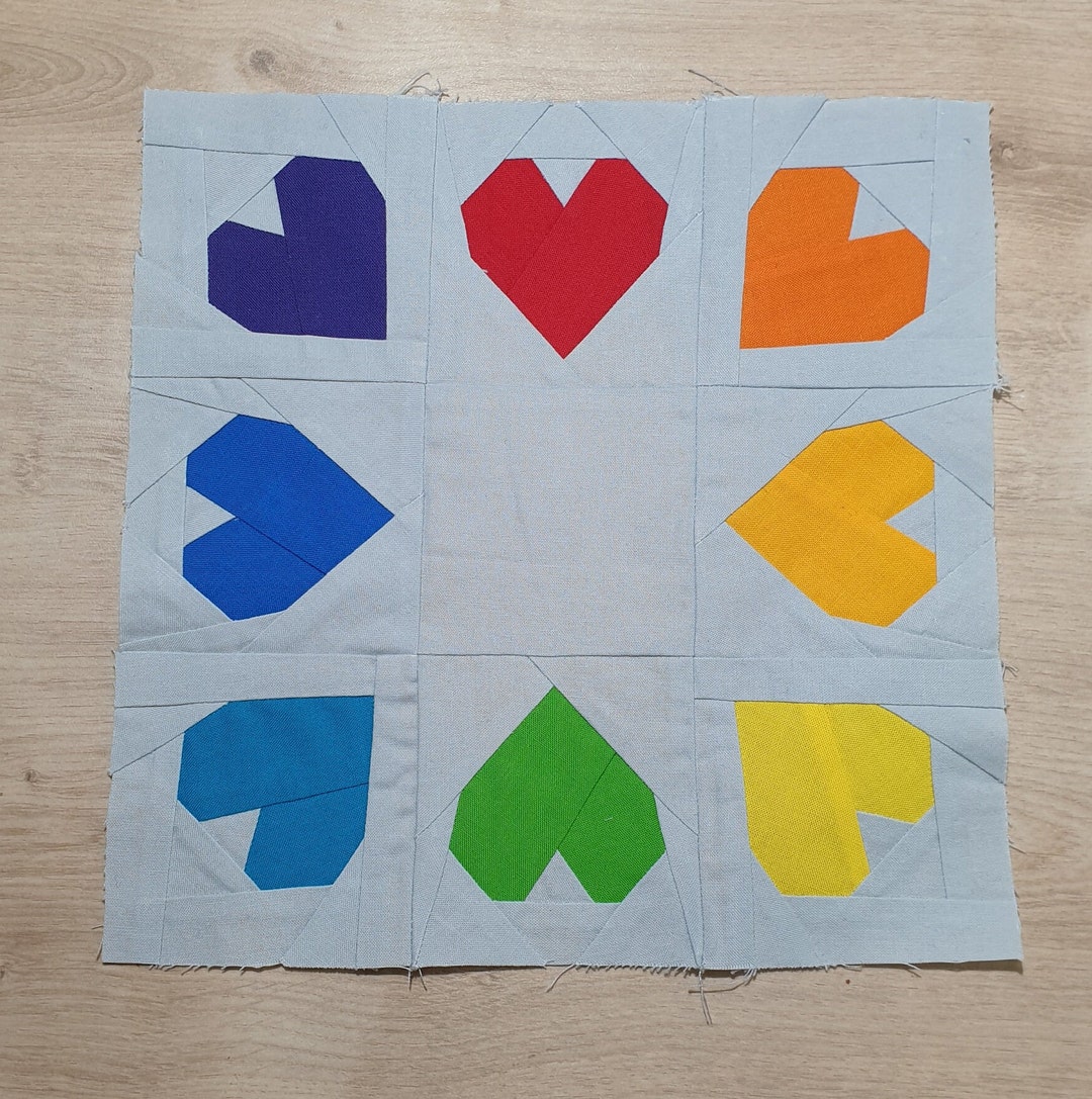 Heart Quilt Block: 3X3 Inch Paper Pieced Pattern ,fast Modern FPP, 2 ...