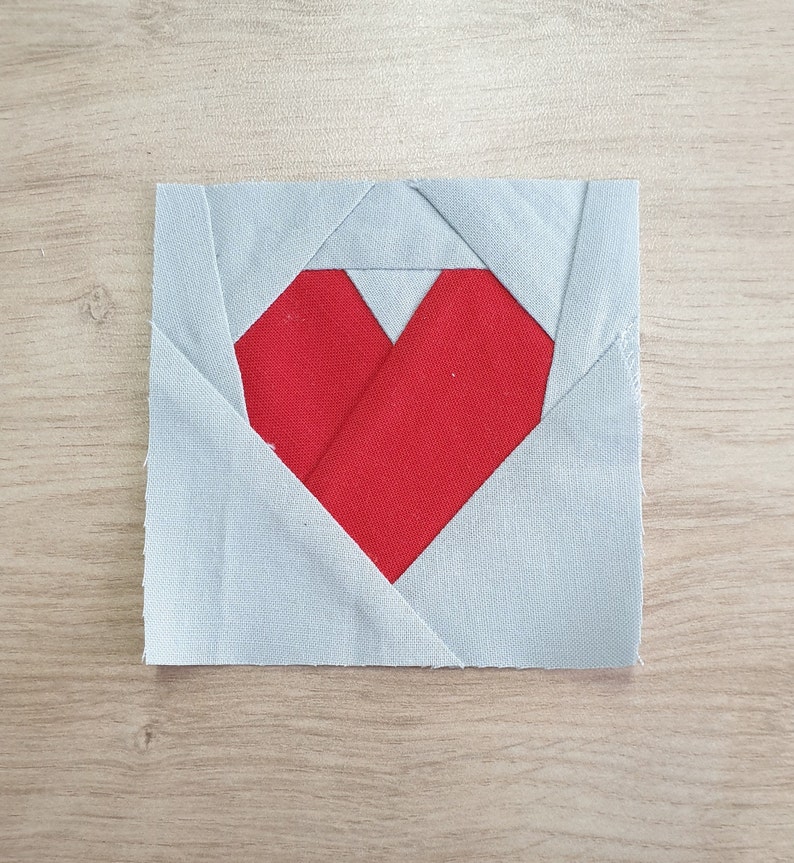 Fast Heart Quilt Block: Paper Pieced Pattern ,modern FPP, 3 / 4 / 5 / 6 ...