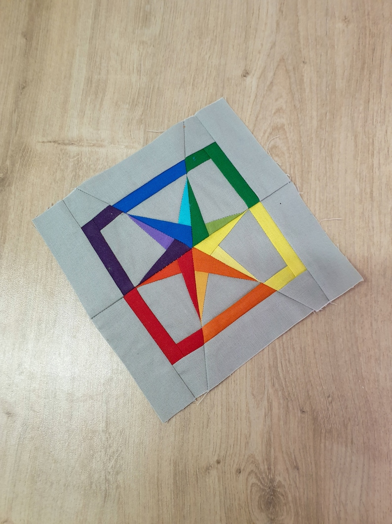 Printable Quilt Block: Star in a Square , Paper Pieced Pattern , Modern ...