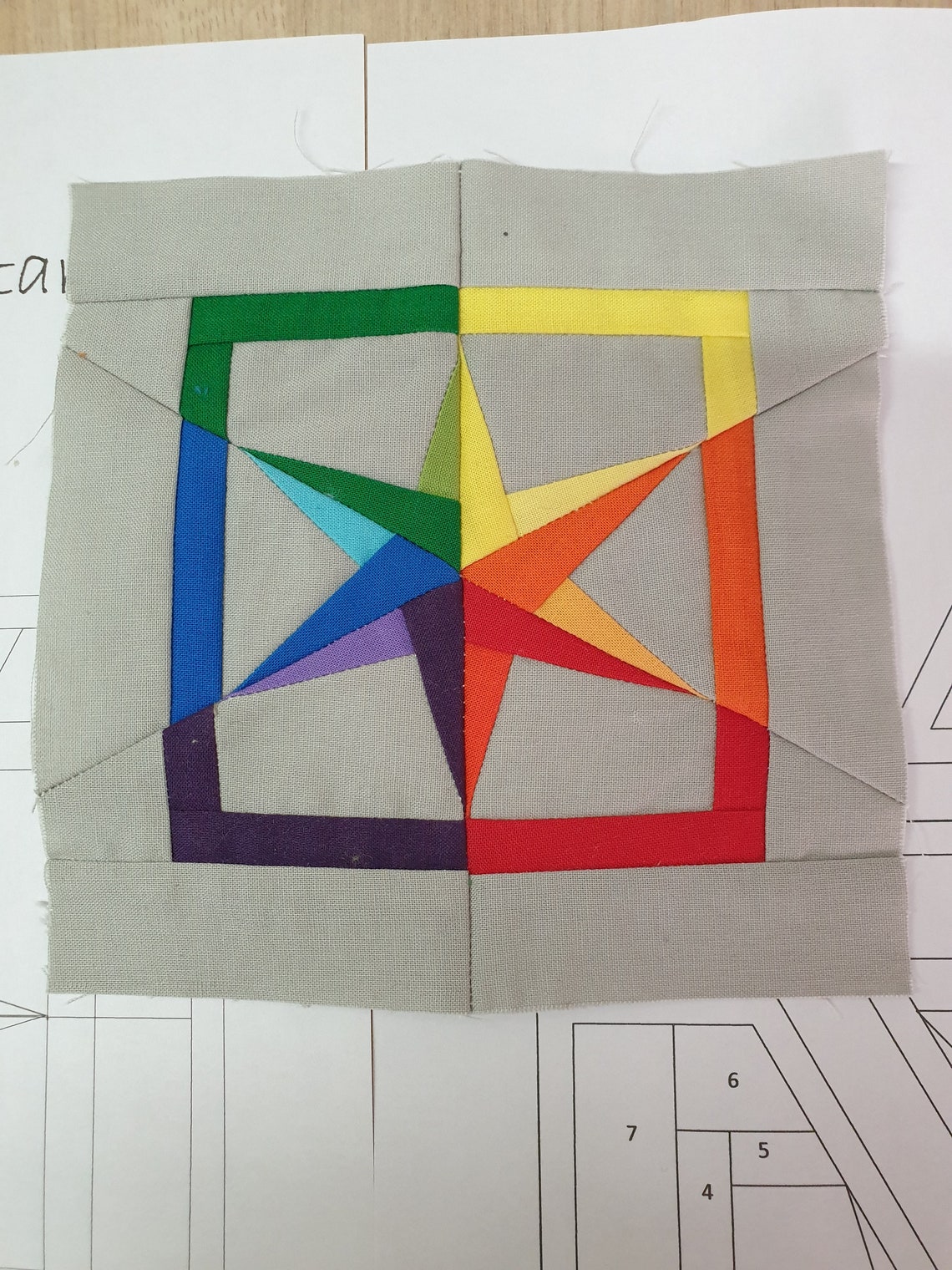 Printable Quilt Block: Star in a Square , Paper Pieced Pattern , Modern ...