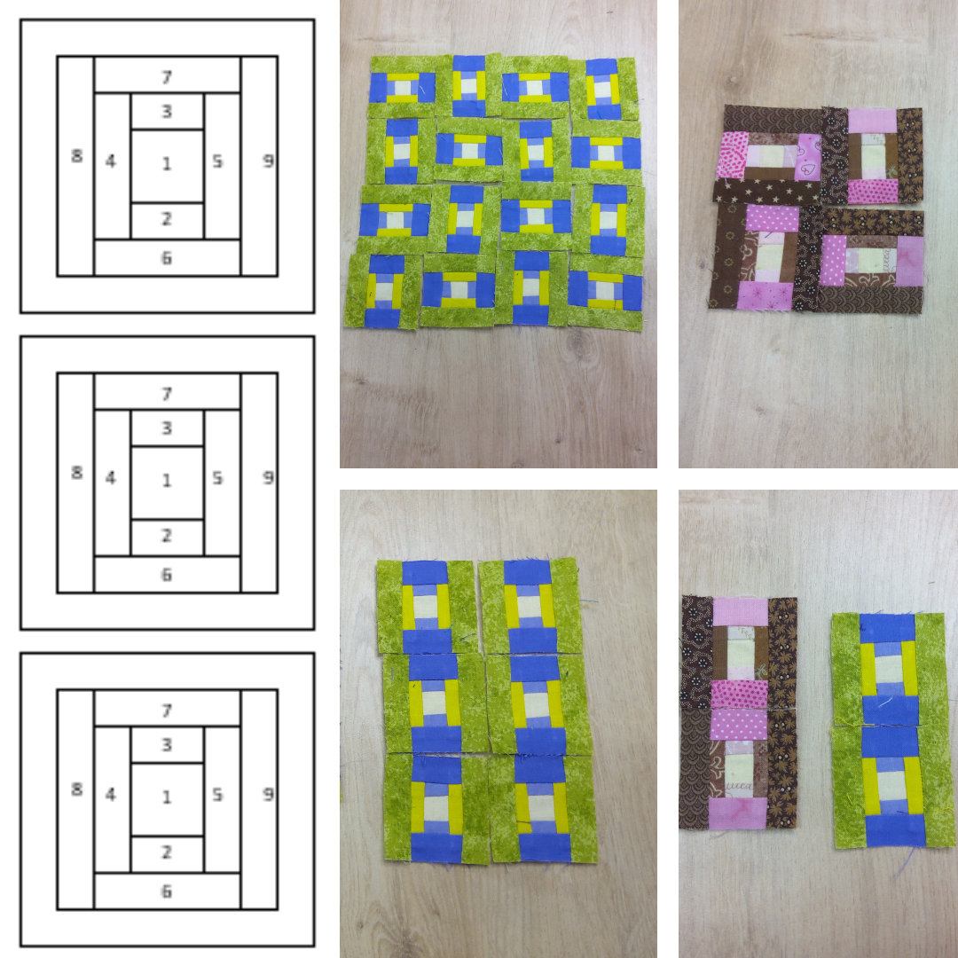 Printable Mini Courthouse Steps Log Cabin Quilt Block: 1.5” Paper ...